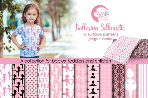 Ballet silhouette digital papers, Ballerina scrapbook papers, Ballet ...
