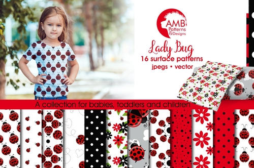 Ladybug digital papers, Red ladybug papers, Insects, Sweet ladybug ...