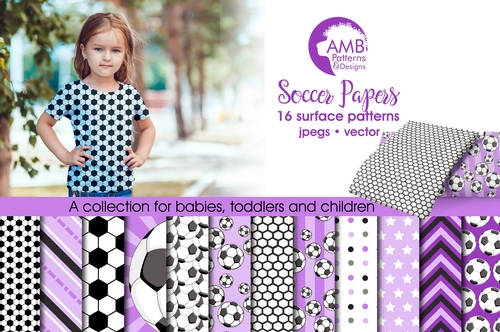 Sports Digital Paper, Purple Soccer Papers and Backgrounds, Football ...