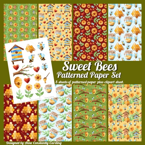 Sweet Bees Papers and Clipart Set - CUP1190950_100289 | Craftsuprint