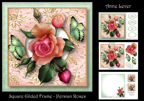 Square Gilded Frame - Persian Roses - CUP1025593_1763 | Craftsuprint