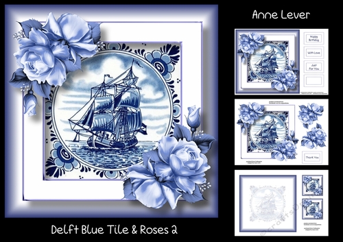 Delft Blue Tile & Roses 2 - CUP1070906_1763 | Craftsuprint