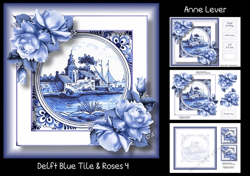 Delft Blue Tile & Roses 4 - CUP1070908_1763 | Craftsuprint