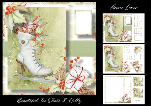 Beautiful Ice Skate & Holly - CUP1177715_1763 | Craftsuprint