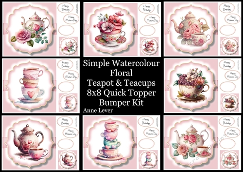 Simple Watercolour Floral Teapot & Teacups Bumper Kit - CUP1193654_1763 ...