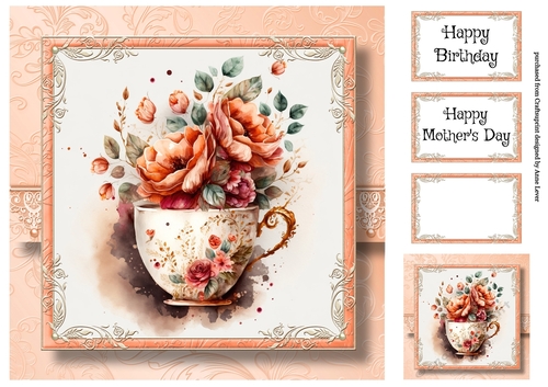 Simple Watercolour Teacup Of Flowers 1 - CUP1199046_1763 | Craftsuprint