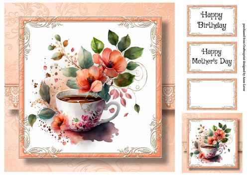 Simple Watercolour Teacup Of Flowers 5 - CUP1199050_1763 | Craftsuprint