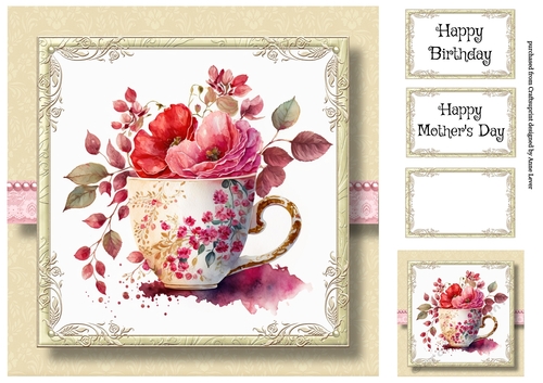 Simple Watercolour Teacup Of Flowers 6 - CUP1199051_1763 | Craftsuprint