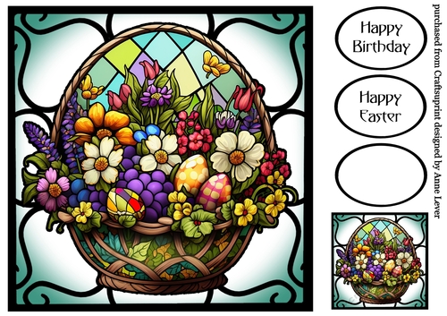Easter Stained Glass Window - Basket 2 8x8 - CUP1202908_1763 | Craftsuprint