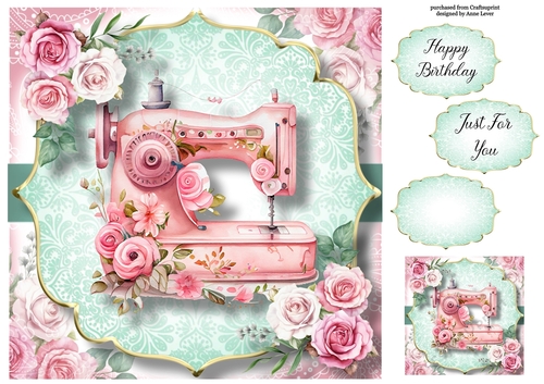 Vintage Pink Roses Sewing - Sewing Machine 8x8 - CUP1216241_1763 ...