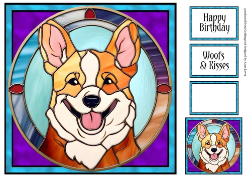 Stained Glass Dog Portrait - Corgi - CUP1220366_1763 | Craftsuprint