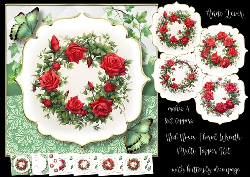 Red Roses Floral Wreath Multi Topper Kit - CUP1226494_1763 | Craftsuprint