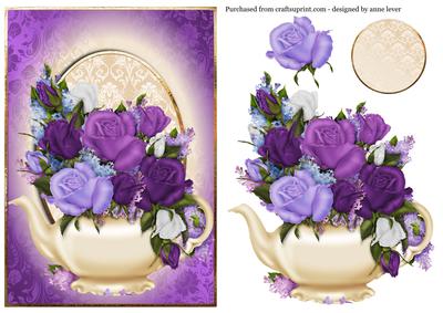 Heirloom Roses Bouquet & Cream Teapot - CUP345005_1763 | Craftsuprint