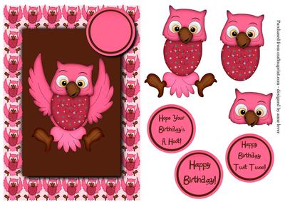Pink Owl Birthday - CUP349949_1763 | Craftsuprint