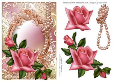 Pink Rose, Pearls & Shimmering Frame - CUP364275_1763 | Craftsuprint