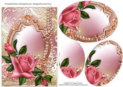 Pink Rose, Pearls & Shimmering Frame Oval Pyramid - CUP364905_1763 ...