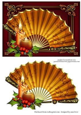Golden Christmas Candles & Fan - CUP366194_1763 | Craftsuprint