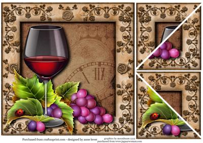 Vintage Red Wine + Rose Frame - CUP394550_1763 | Craftsuprint