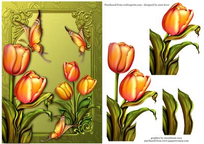 A Touch of Spring - Tulips & Butterflies - CUP405048_1763 | Craftsuprint