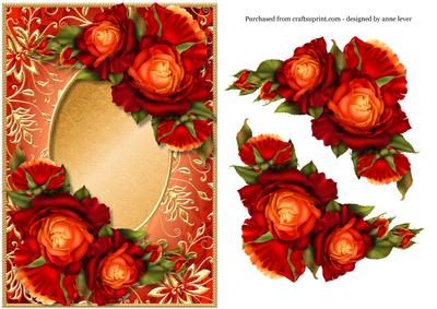 Gorgeous Orange-red Roses & Gilded Frame - CUP427631_1763 | Craftsuprint