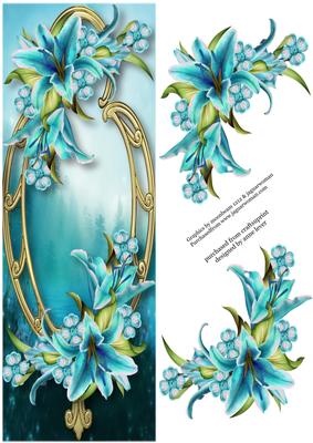 Large Dl Blue Lilies & Golden Frame - CUP490922_1763 | Craftsuprint