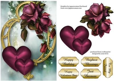 Hearts and Flowers - Purple November Roses - CUP493005_1763 | Craftsuprint