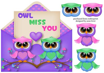 Owl Miss You Envelope Shaped Topper - CUP509923_1763 | Craftsuprint