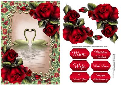 Romantic Red Roses Swan Reflection - CUP522231_1763 | Craftsuprint