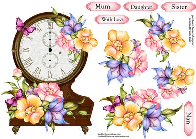 Fabulous Floral Clock Shaped Topper - CUP553989_1763 | Craftsuprint
