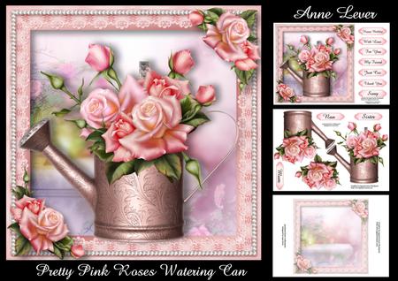 Pretty Pink Roses Vintage Watering Can - CUP556817_1763 | Craftsuprint