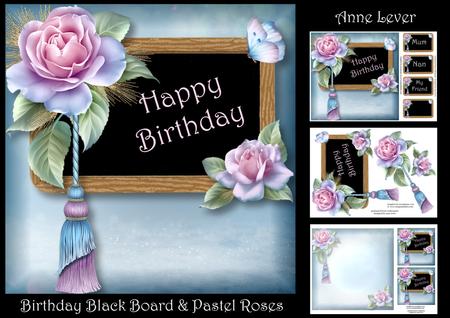Birthday Black Board & Pastel Roses - CUP606877_1763 | Craftsuprint