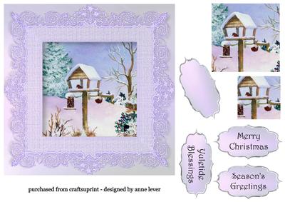 Snowy Bird Table with Lace Frame 7x7 - CUP645568_1763 | Craftsuprint