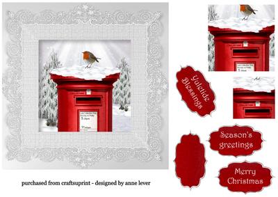 The Christmas Post Box with Lace Frame 7x7 - CUP645574_1763 | Craftsuprint