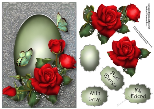 Filigree Framed Red Roses A5 - CUP714275_1763 | Craftsuprint