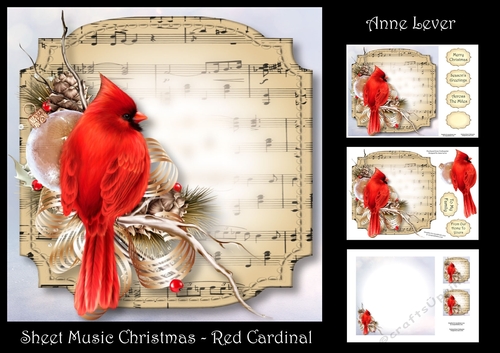 Sheet Music Christmas - Red Cardinal - CUP799533_1763 | Craftsuprint