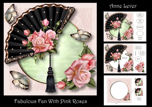 Fabulous Fan With Pink Roses - CUP812730_1763 | Craftsuprint