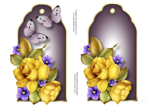 2 A5 Tag Shaped Toppers - Yellow Roses - CUP860286_1763 | Craftsuprint