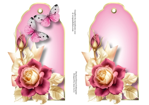 2 A5 Tag Shaped Toppers - Vintage Pink Rose - CUP860291_1763 | Craftsuprint