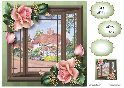 The Bay Window - Pink Roses 8x8 - CUP862408_1763 | Craftsuprint