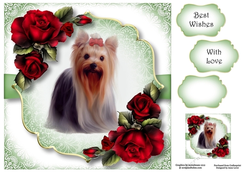 Gorgeous Yorkie & Red Roses 8x8 - CUP869036_1763 | Craftsuprint