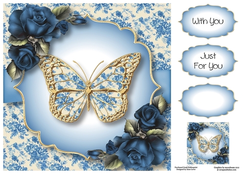 Floral Butterfly - Willow Pattern 8x8 - CUP892115_1763 | Craftsuprint