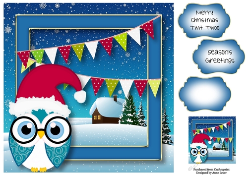 Christmas Owl - Santa Hat 8x8 - CUP892883_1763 | Craftsuprint