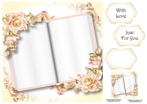 Blank Open Book - Pink & Gold Roses 8x8 - CUP913161_1763 | Craftsuprint