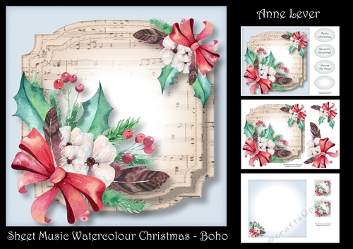 Sheet Music Watercolour Christmas - Boho - CUP928152_1763 | Craftsuprint