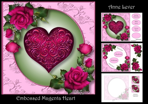 Embossed Magenta Heart - CUP935160_1763 | Craftsuprint