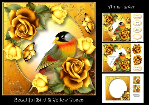 Beautiful Bird & Yellow Roses - CUP964979_1763 | Craftsuprint