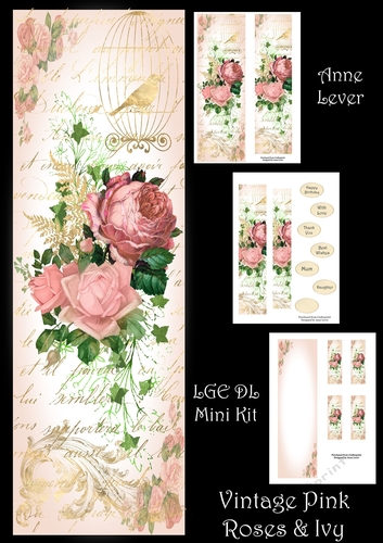 Vintage Pink Roses & Ivy Lge DL - CUP966172_1763 | Craftsuprint
