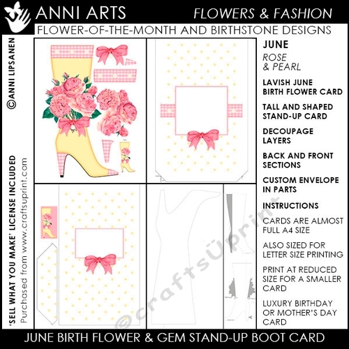 Birth Flower June- Shaped Boot Card and Envelope - CUP1249934_73570 ...
