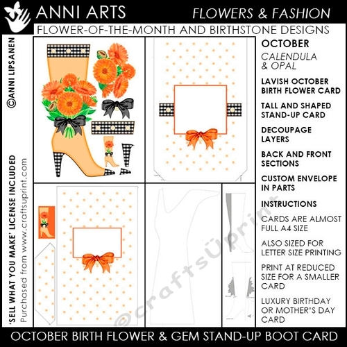 Birth Flower October - Shaped Boot Card and Envelope - CUP1249938_73570 ...