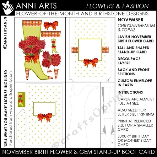 Birth Flower November - Shaped Boot Card and Envelope - CUP1249939 ...